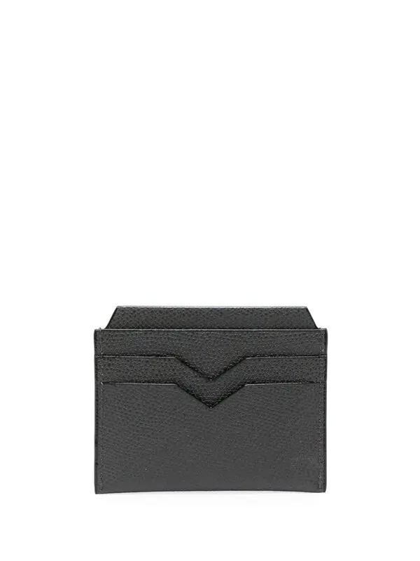 VALEXTRA V-shape Detail Leather Cardholder - Grey