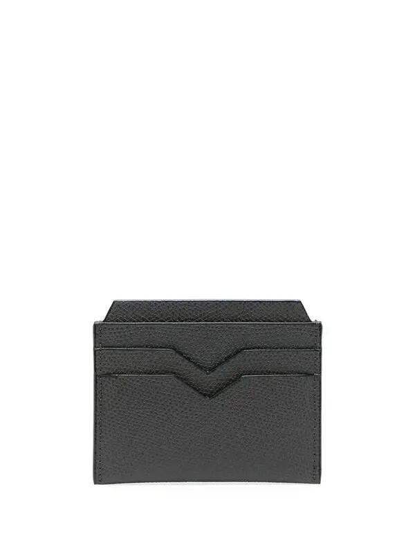 VALEXTRA V-shape Detail Leather Cardholder - Grey