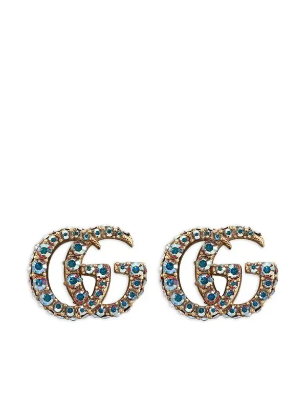 Gucci Double G Crystal-embellished Earrings - Gold