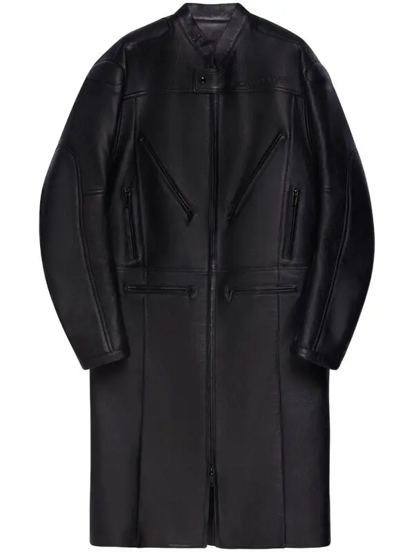 COURREGES Logo-debossed Leather Coat