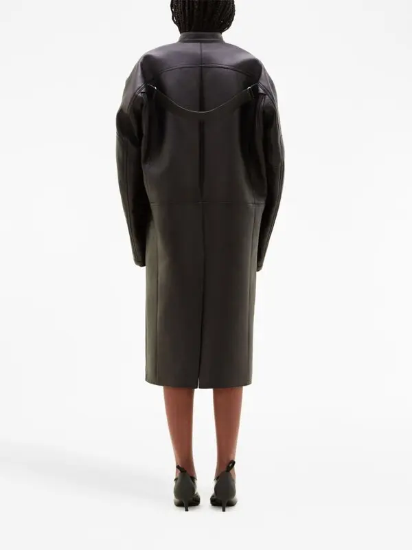 COURREGES Logo-debossed Leather Coat