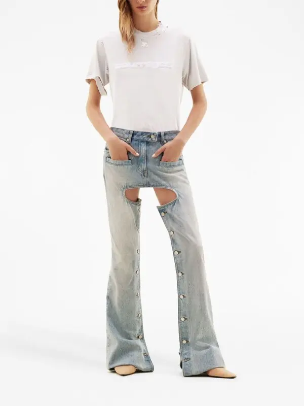 COURREGES Cut-out Flared Denim Trousers