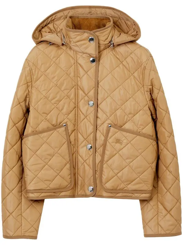 Burberry Diamond-quilted Hooded Jacket - Neutrals