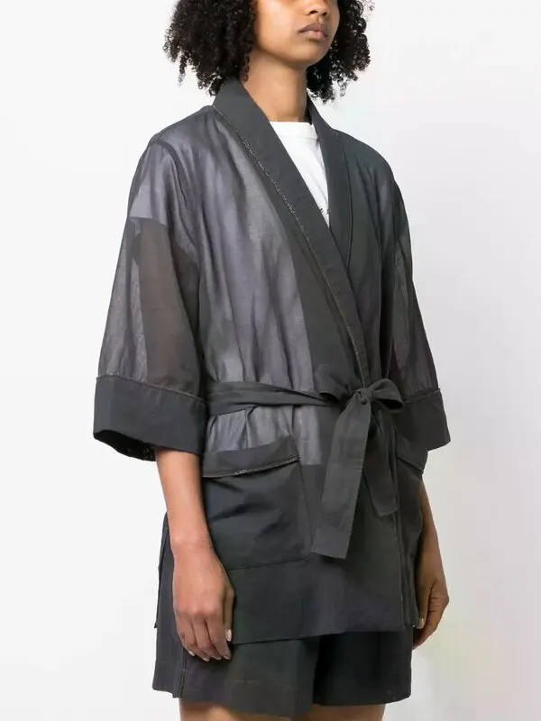Brunello Cucinelli Cotton Kimono With Monili Embellishment