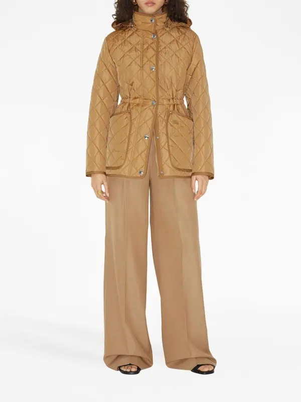 Burberry Diamond-quilted Hooded Jacket - Neutrals