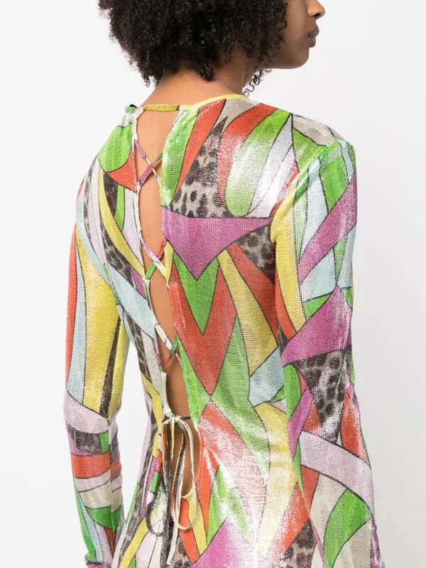 Philipp Plein Mix-print Knitted Minidress