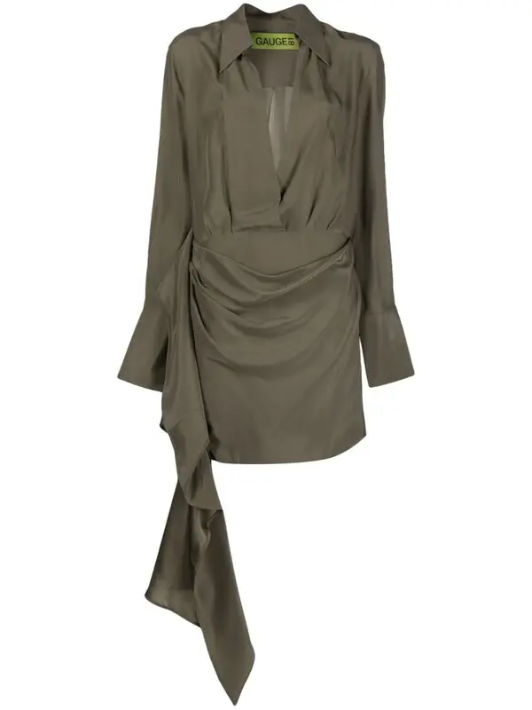 Gauge81 Gravia Long-sleeve Silk Minidress