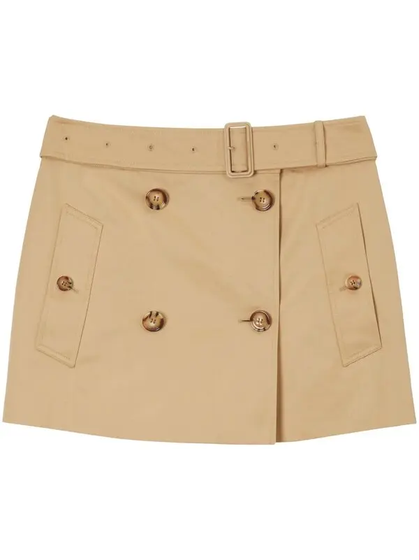 Burberry Gabardine Cotton Miniskirt - Neutrals