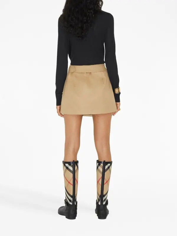Burberry Gabardine Cotton Miniskirt - Neutrals