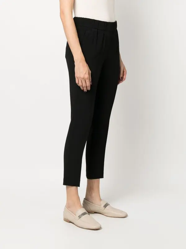 Brunello Cucinelli High-waist Cropped Trousers - Black
