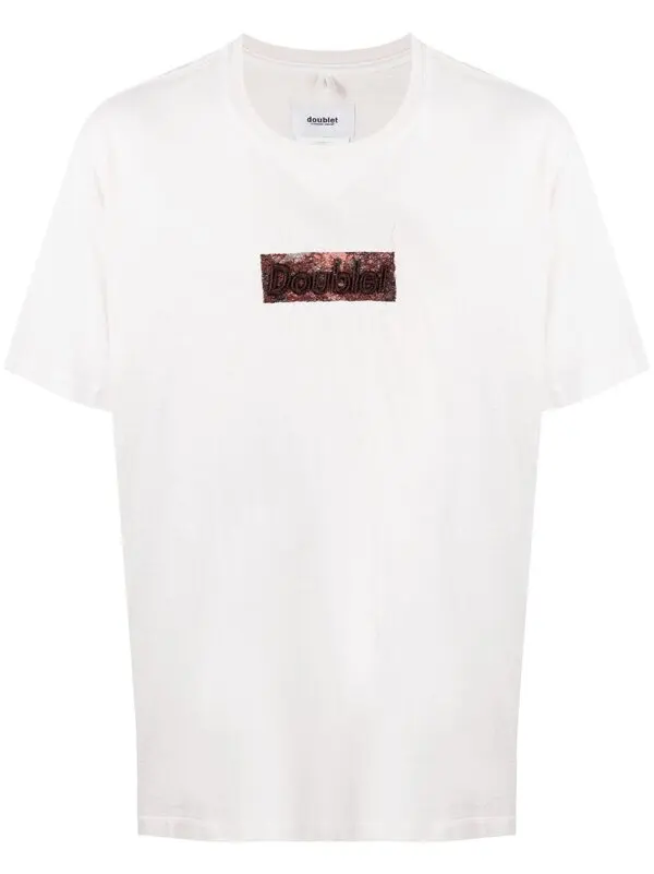 DOUBLET Logo-patch Cotton T-shirt - Neutrals