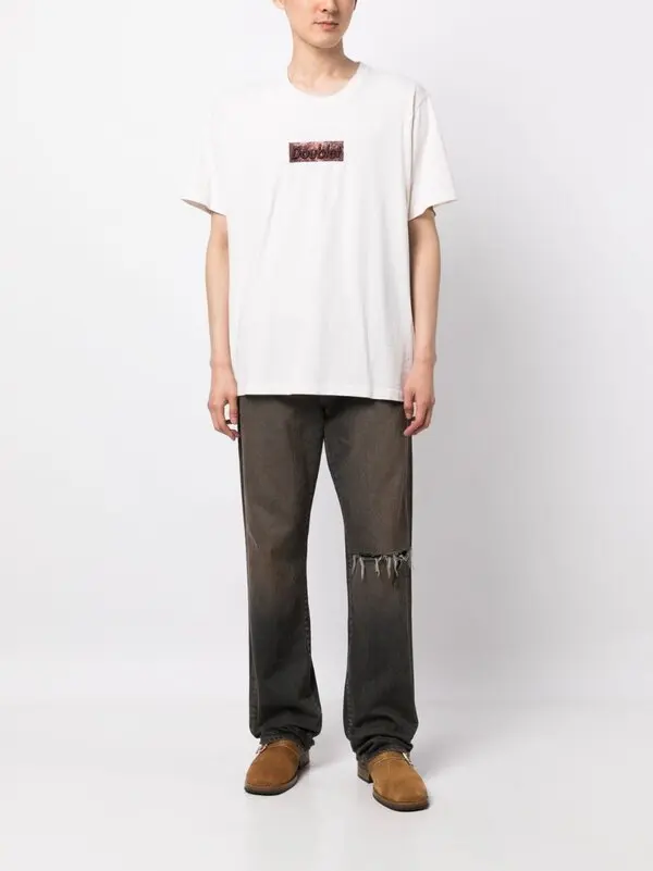 DOUBLET Logo-patch Cotton T-shirt - Neutrals