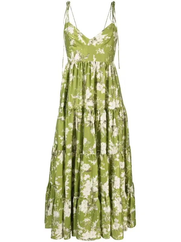 Erdem Azami Magnolia Garden-print Dress - Green
