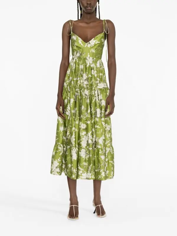 Erdem Azami Magnolia Garden-print Dress - Green