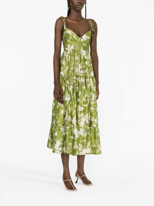 Erdem Azami Magnolia Garden-print Dress - Green