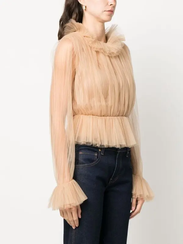 Khaite Long-sleeve Tulle Blouse