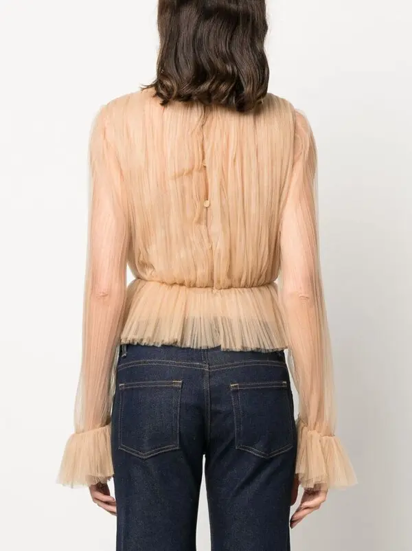 Khaite Long-sleeve Tulle Blouse