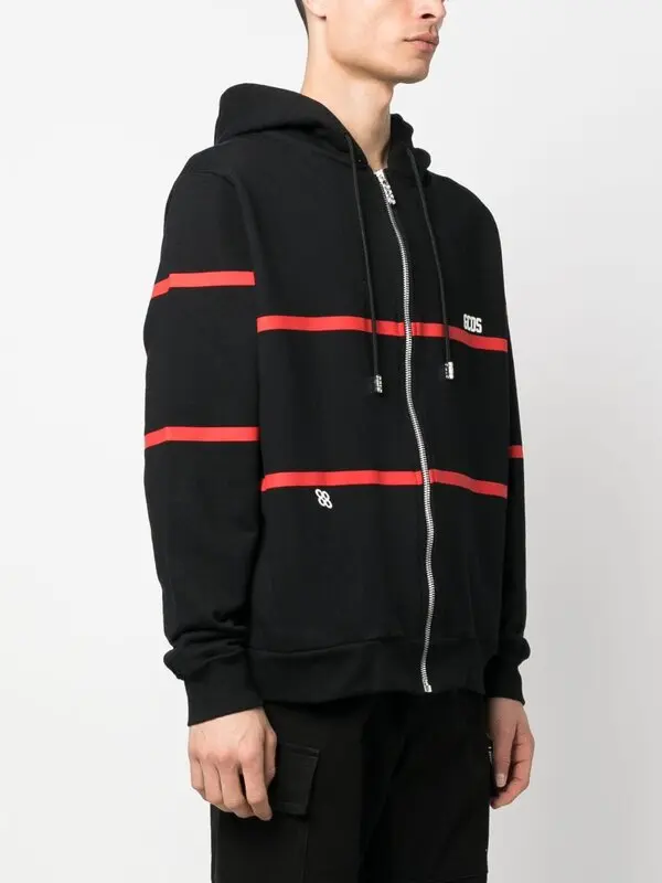 Gcds Stripe-print Zip-up Hoodie