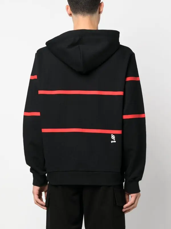 Gcds Stripe-print Zip-up Hoodie