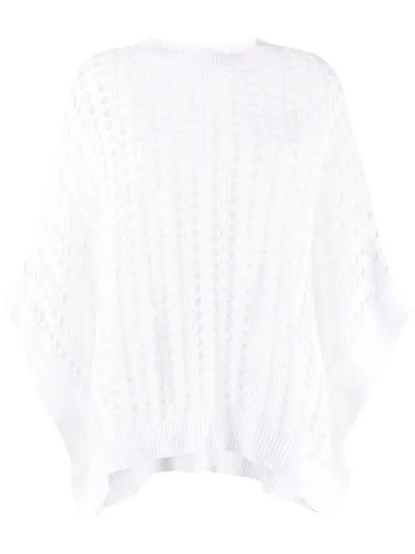 Brunello Cucinelli Net-knit Cotton And Linen Poncho - White