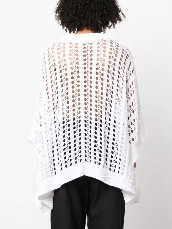 Brunello Cucinelli Net-knit Cotton And Linen Poncho