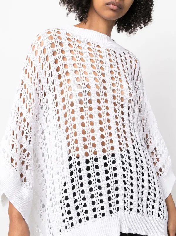 Brunello Cucinelli Net-knit Cotton And Linen Poncho