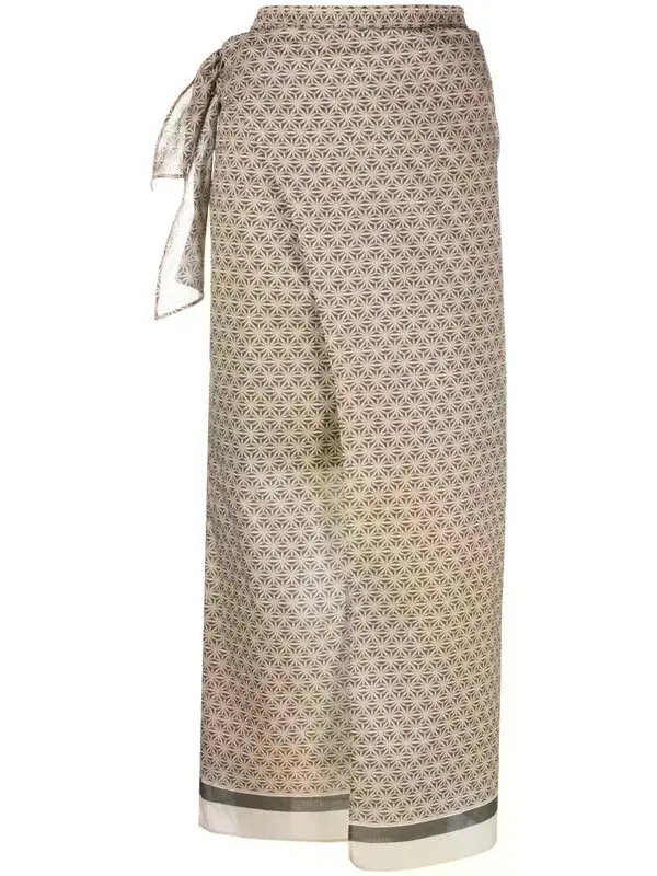 Brunello Cucinelli Starburst Print Cotton Skirt