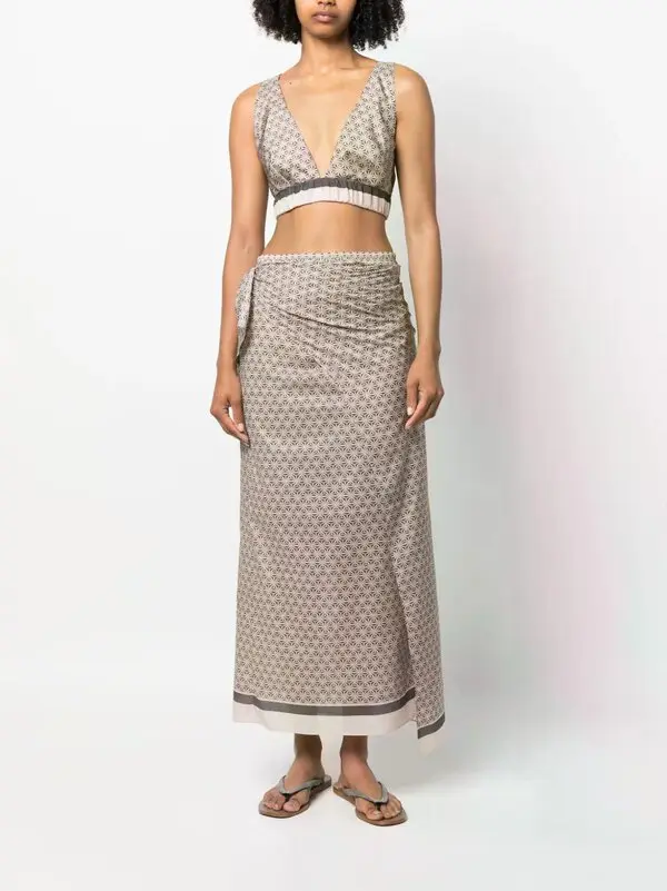 Brunello Cucinelli Starburst Print Cotton Skirt