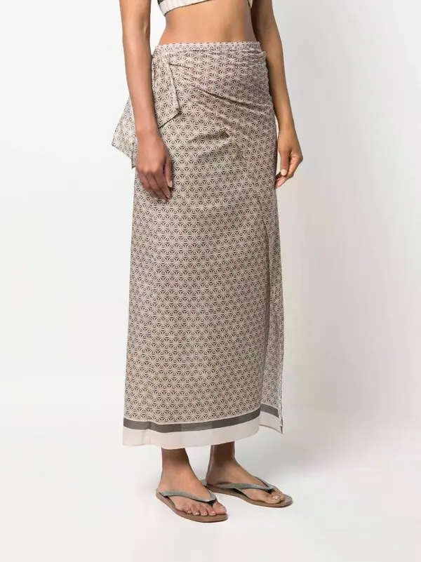 Brunello Cucinelli Starburst Print Cotton Skirt