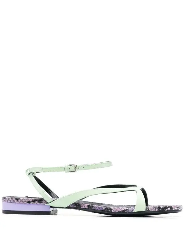 SERGIO ROSSI Sr Aracne Snake-print Sandals - Green