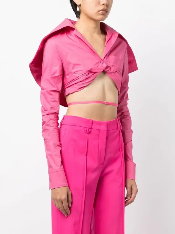 Jacquemus La Chemise Meio Cropped Shirt - Pink