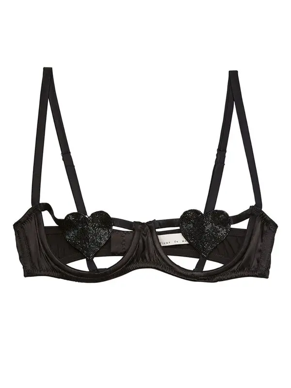 FLEUR DU MAL Queen Of Hearts Balconette Bra - Black