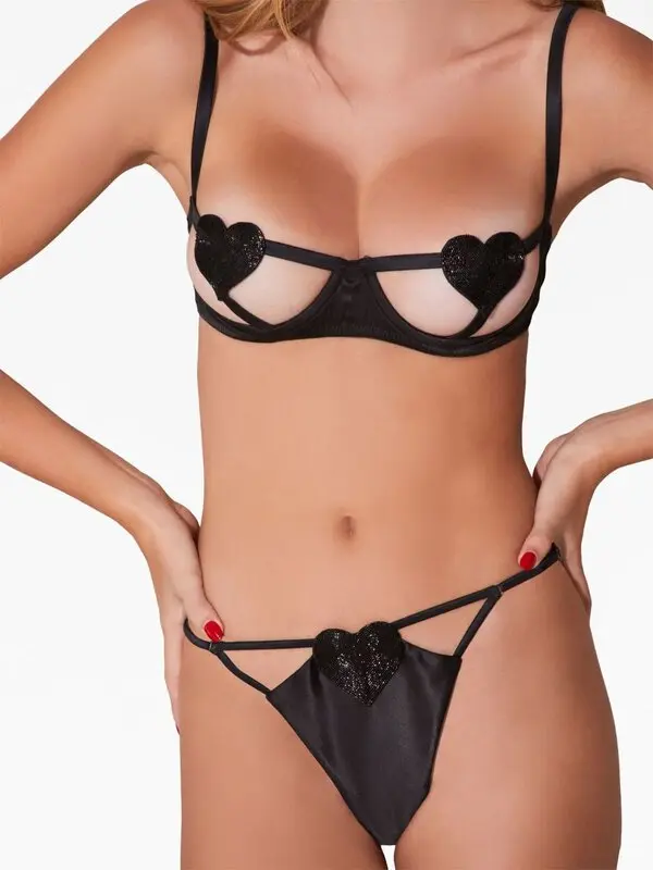 FLEUR DU MAL Queen Of Hearts Balconette Bra - Black