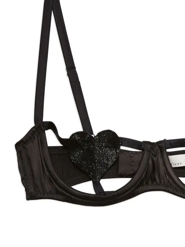 FLEUR DU MAL Queen Of Hearts Balconette Bra - Black