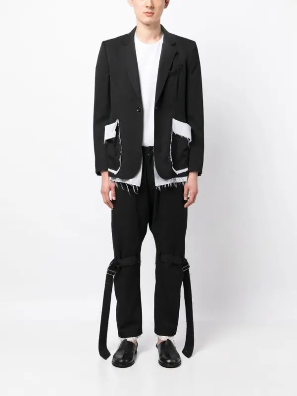 SULVAM Frayed-detailed Wool Trousers