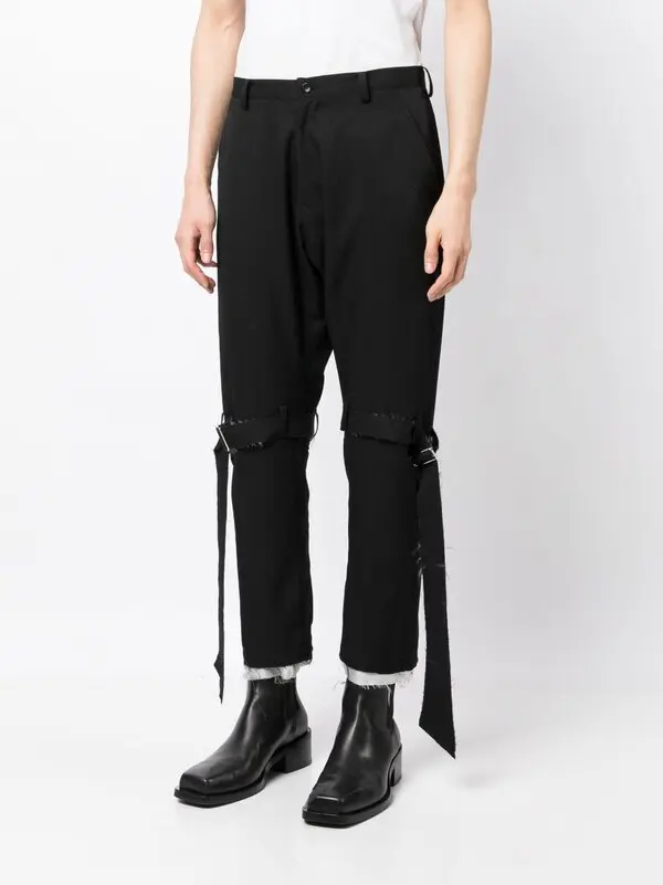 SULVAM Frayed-detailed Wool Trousers