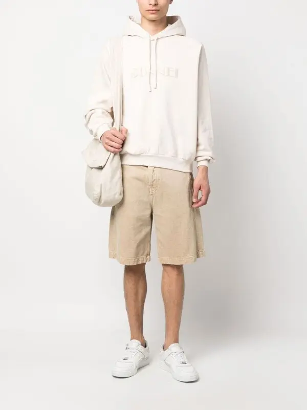 Sunnei Embroidered-logo Cotton Hoodie - Neutrals