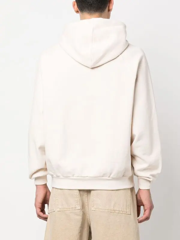 Sunnei Embroidered-logo Cotton Hoodie - Neutrals