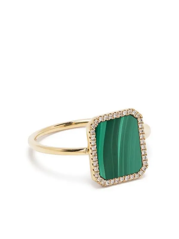 PERSEE 18kt Yellow Malachite And Diamond Ring - Gold