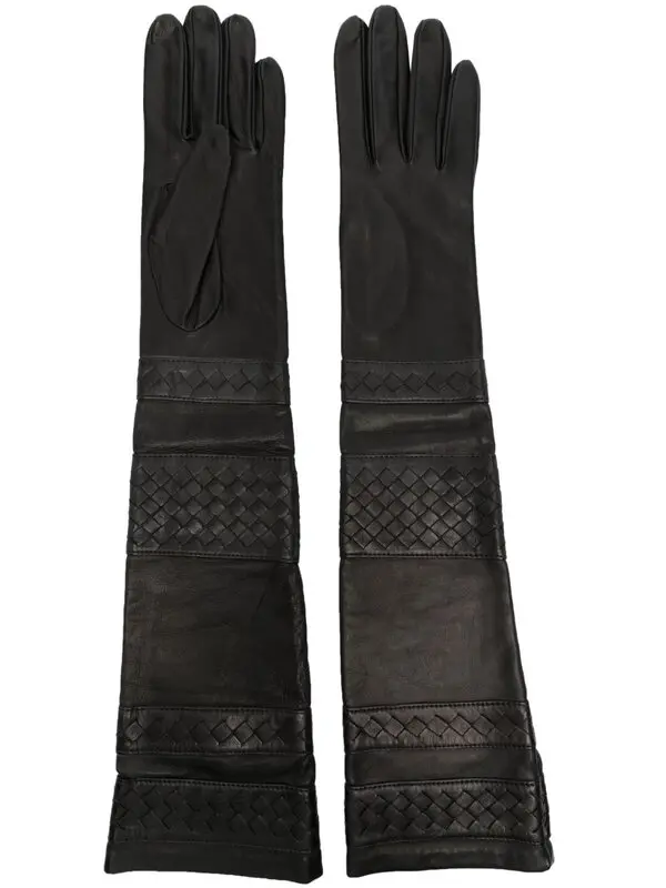 MANOKHI Panelled Leather Gloves - Black
