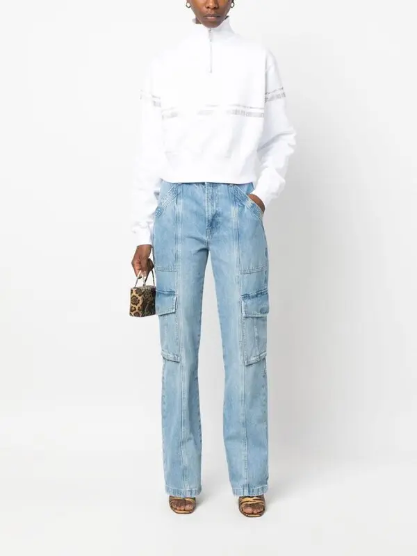 Gcds Rhinestone-embellished Cropped Sweatshirt - White