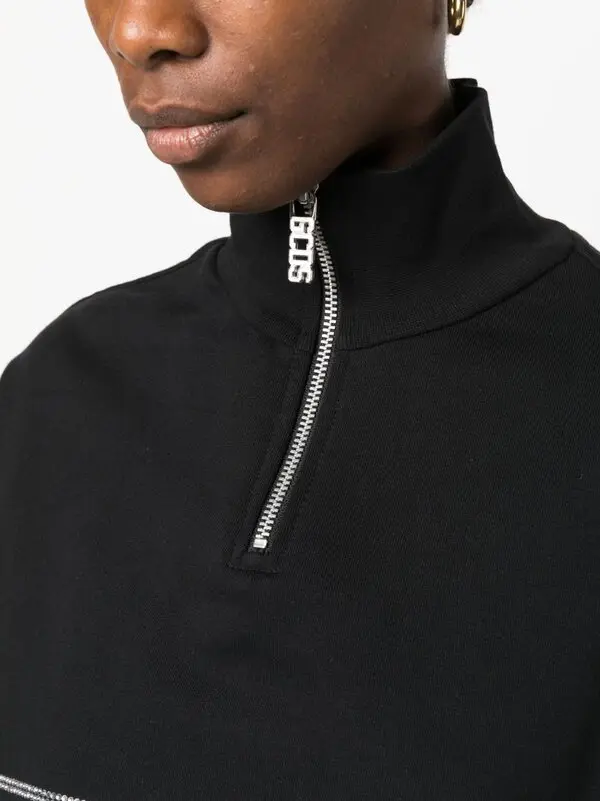 Gcds Rhinestone-embellished Cropped Sweatshirt - Black