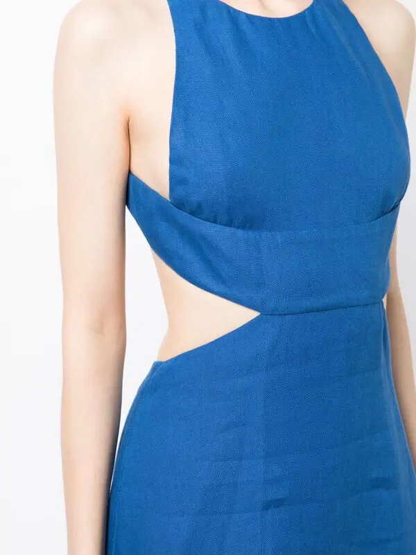 Bondi Born Miramar Backless Organic Linen Dress - Blue | Editorialist
