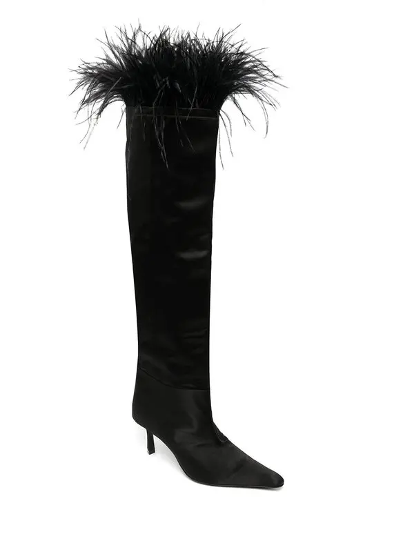 Alexander Wang Viola Feather-trim Satin Boots