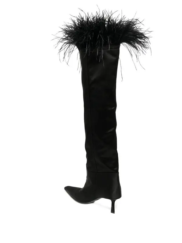 Alexander Wang Viola Feather-trim Satin Boots