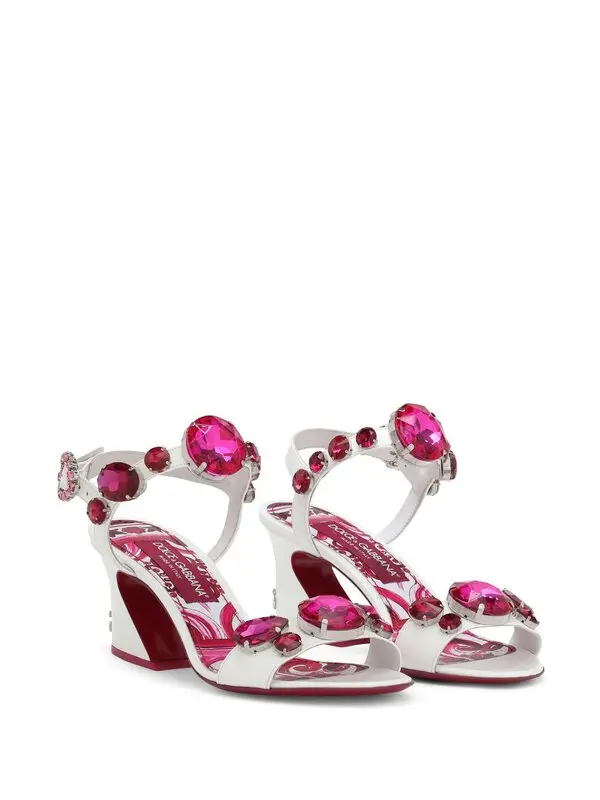 Dolce & Gabbana Majolica-print Crystal-embellished Sandals