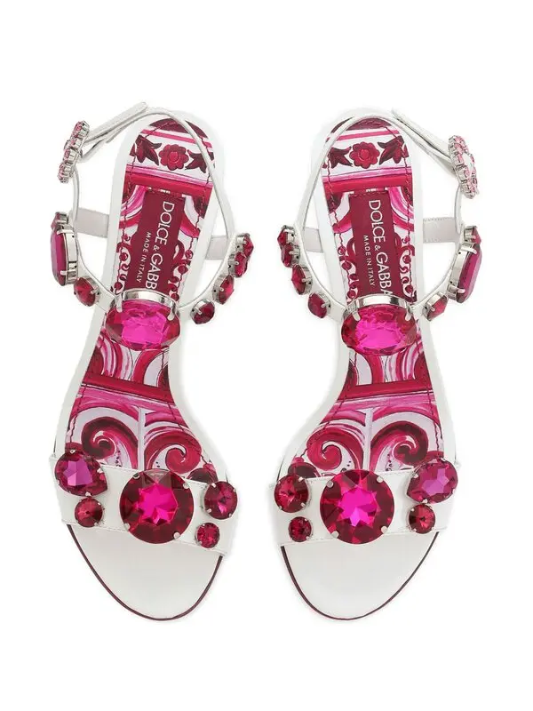 Dolce & Gabbana Majolica-print Crystal-embellished Sandals