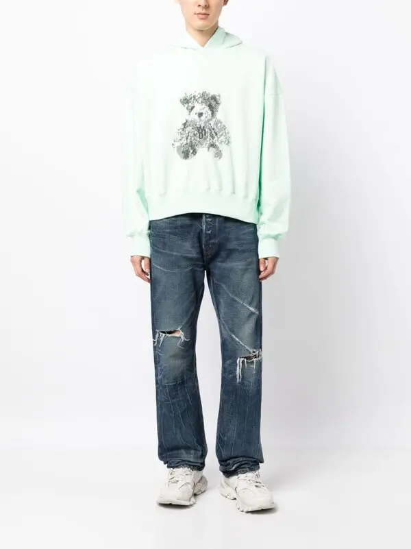 We11Done Logo-patch Cotton Hoodie - Green