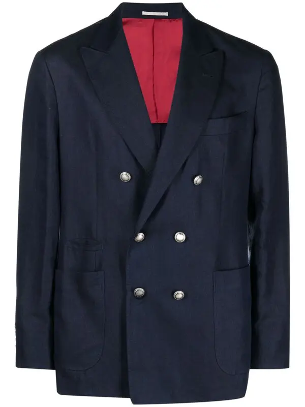 Brunello Cucinelli Double-breasted Linen Blazer