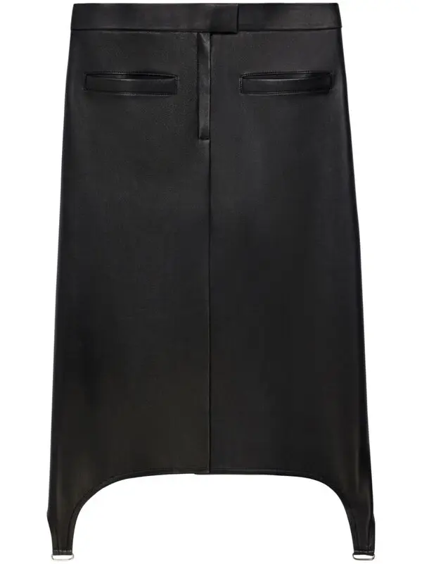 COURREGES Suspenders-detail Leather Midi Skirt